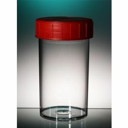 Staalpot 180ml PP, rode schroefstop, steriel